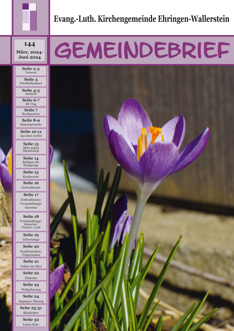 Aktueller Gemeindebrief | Evang.-Luth. Kirchengemeinde Ehringen-Wallerstein